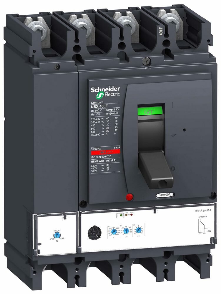Автоматический выключатель Schneider Electric MICROLOGIC NSX400F LV432677, 4 полюса, 400А