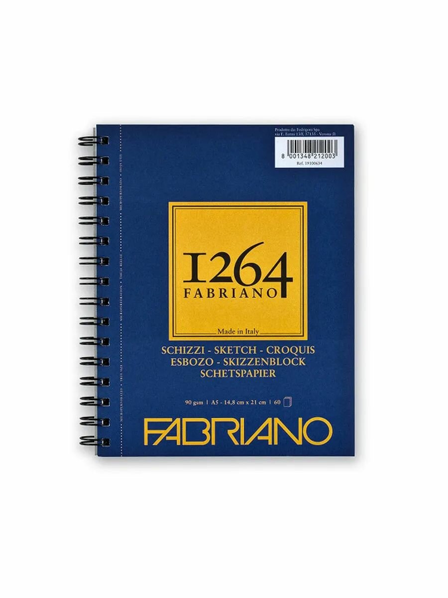 FABRIANO 1264 альбом для графики 90 г/м2, 60 листов 14.8 х 21 см, спираль, 19100634