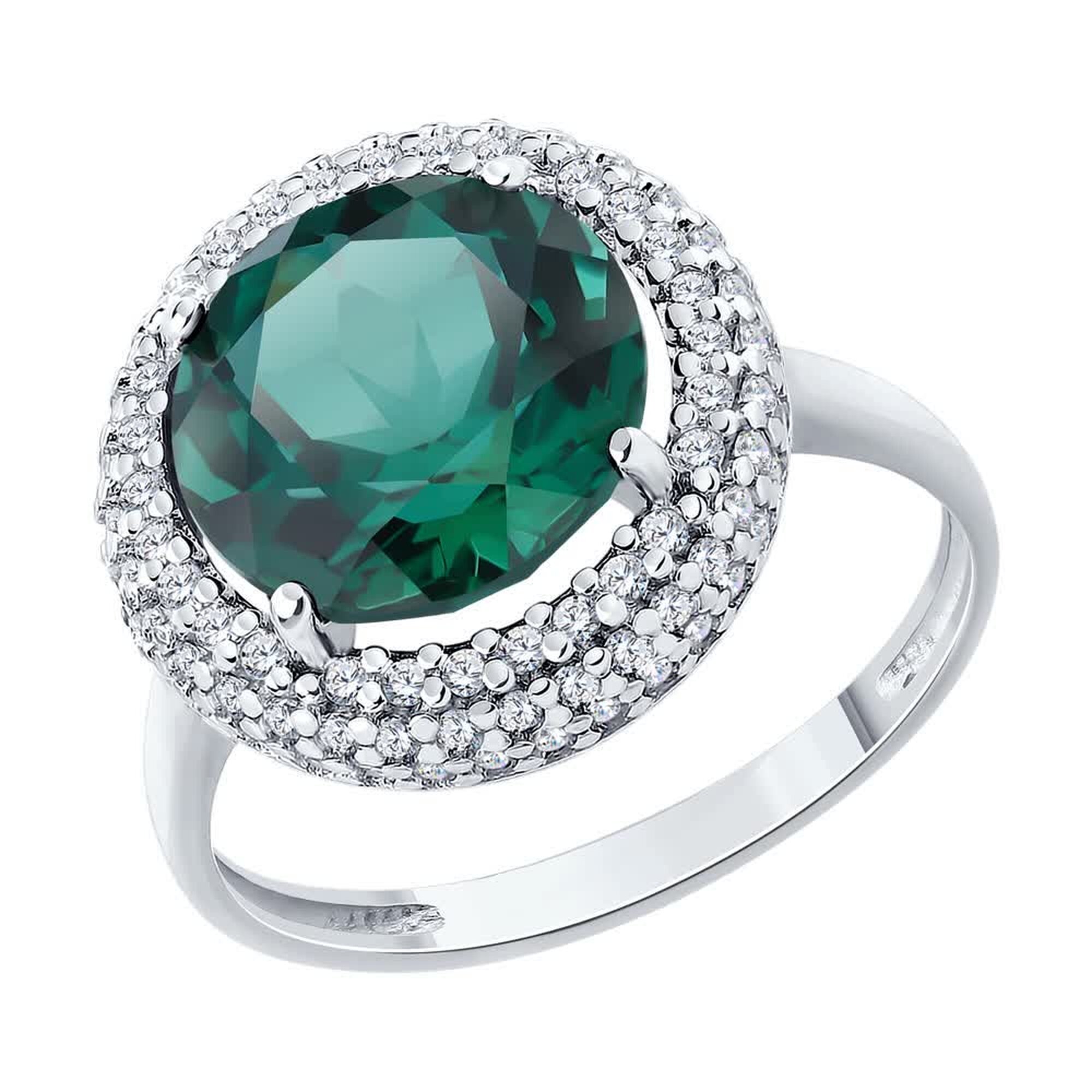 Кольцо, серебро, 925 проба, родирование, кварц, фианит