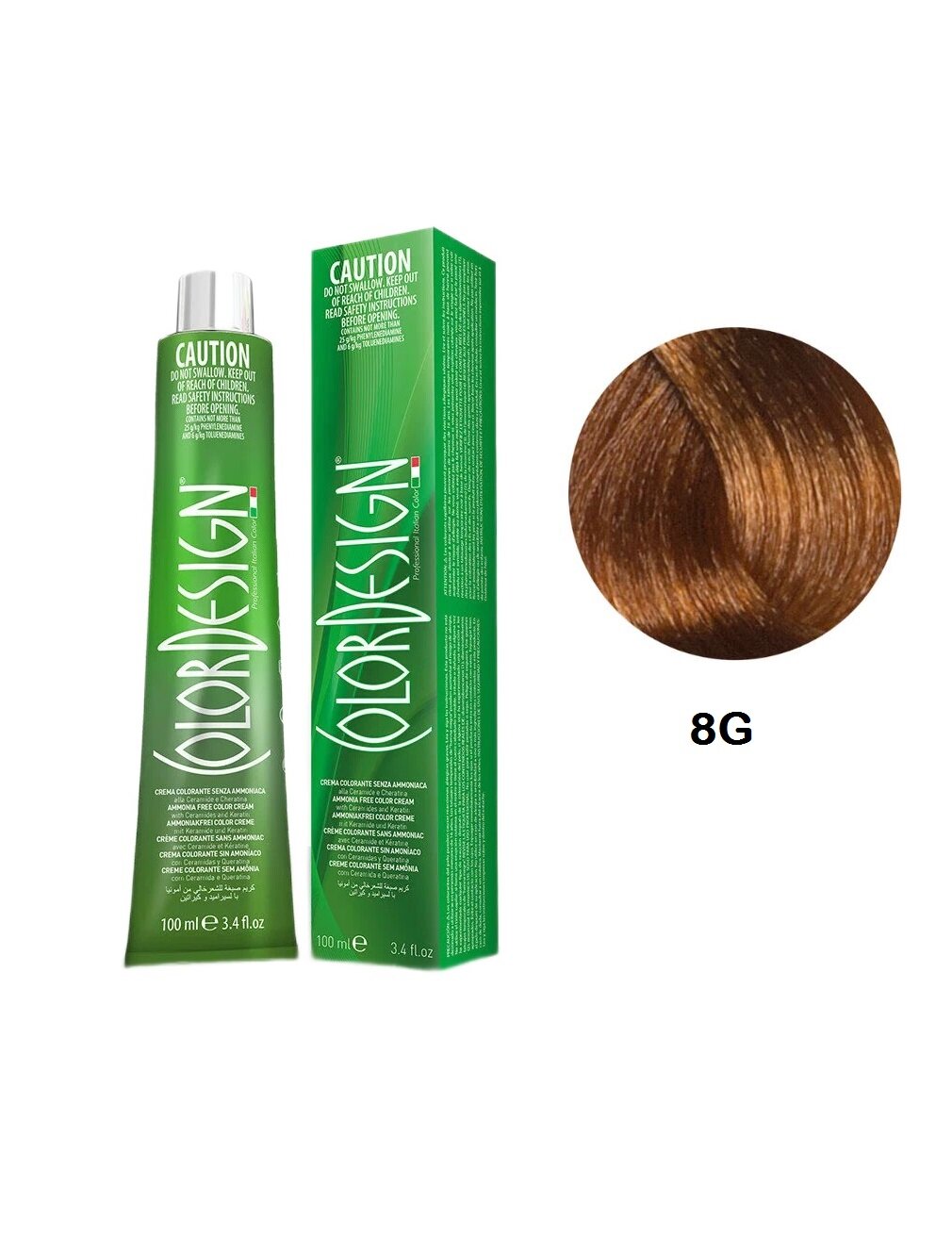 Colordesign Ammonia Free Колор Дизайн Краска для волос без аммиака 100 мл - Colordesign 8G light golden blond