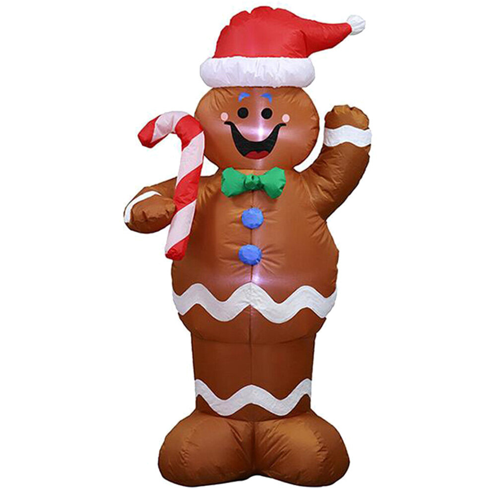5-футовый коричневый красный светодиодный пряничный человечек, рождественское украшение, наружные праздничные огни, украшения для двора и сада на рождественскую новогоднюю вечеринку
