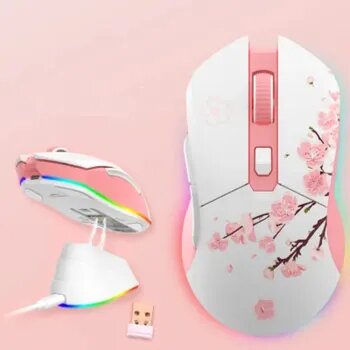 DAREU Игровая мышь Em901 Dual Mode, розовый