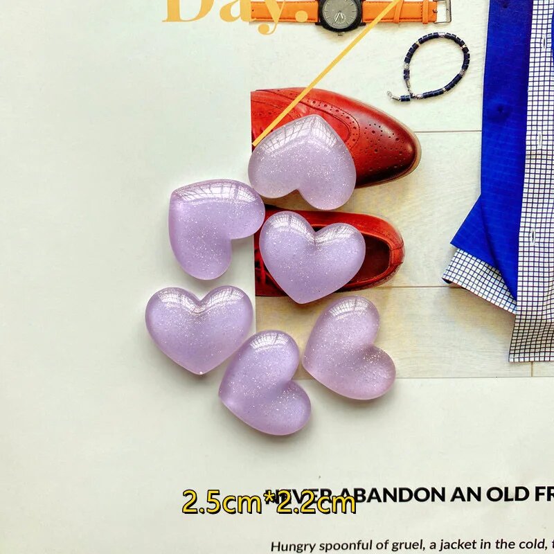 Магниты для холодильника сердечки 6 шт Фиолетовый, purple-6pcs
