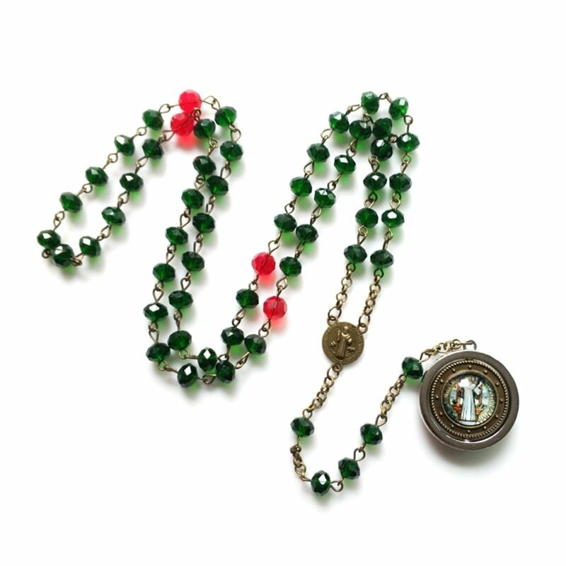 Винтажные четки католические молитвенные хрустальные бусины ожерелье Христос Иисус подарок