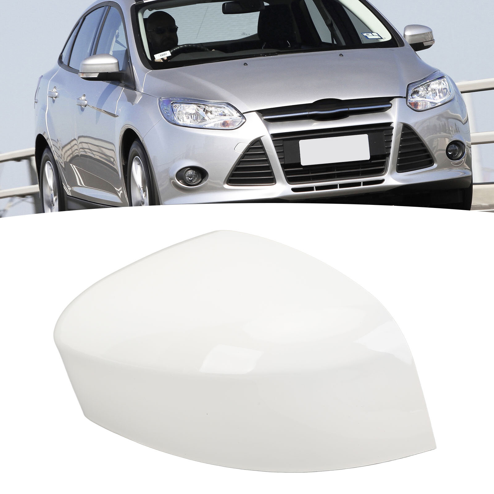 Крышка бокового зеркала, белая, защитная, устойчивая к погодным условиям, корпус зеркала заднего вида для Focus MK3 2011–2019, левая (8M5117K747BC)