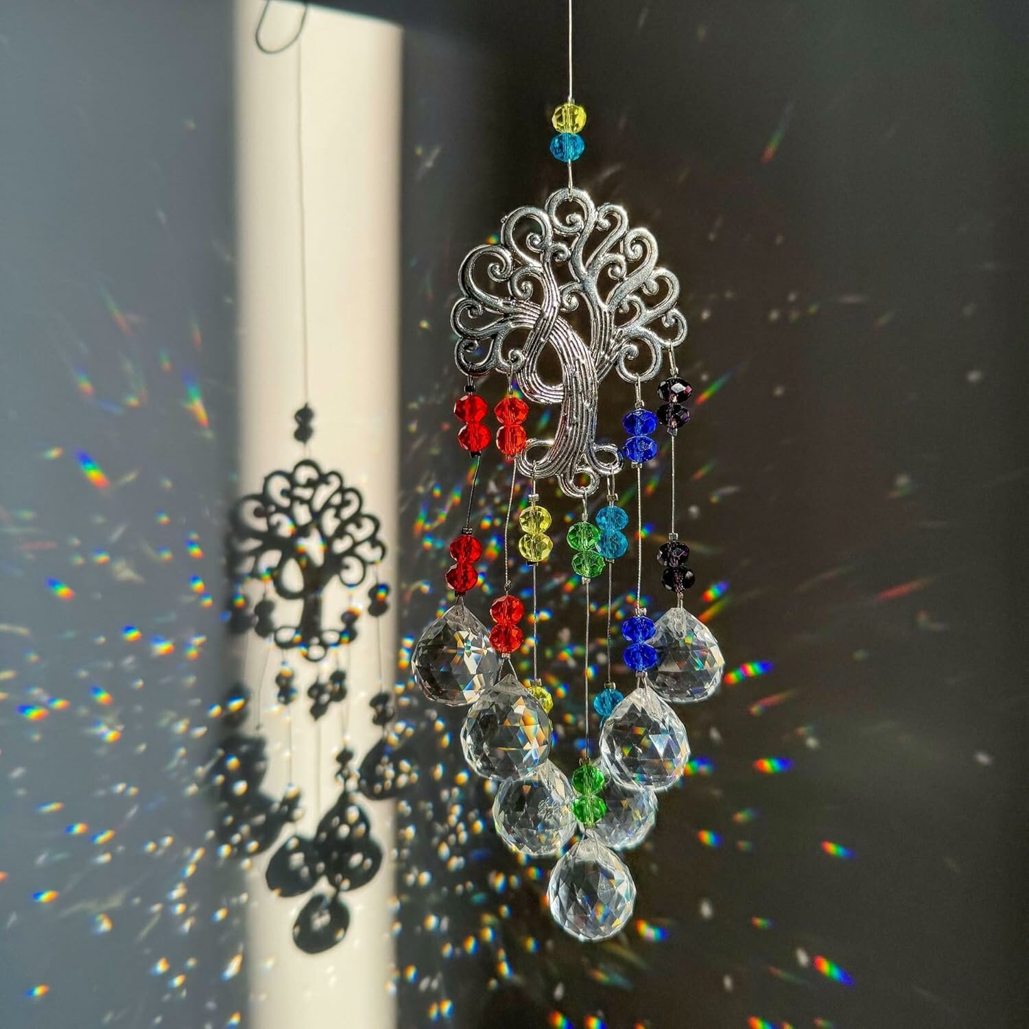 Ловец солнца Энергия. Подвесной декор для дома на окно. Геометрическая форма из металла с хрустальными кристаллами из стекла. Подвеска в стиле музыка ветра.