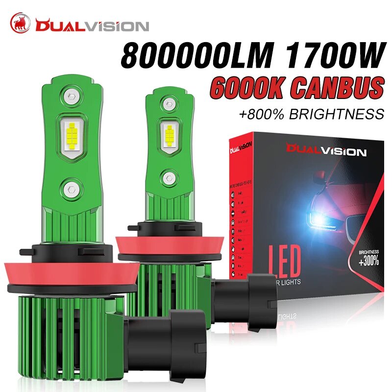 1700W Turbo H7 H11 Светодиодные лампы для фар CANBUS Lights 800000LM H4 9012 9005 HB3 9006 Мини-лампа 3580 CSP Беспроводная автомобильная светодиодная лампа с вентилятором