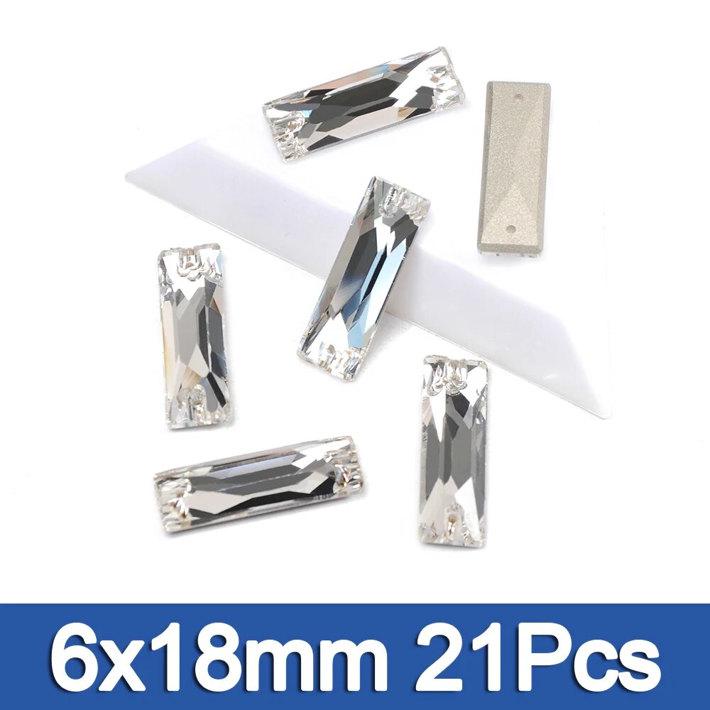 PUBRILEX Кристальные стразы стекло смешанные размеры Baguette6x18mm 21Pcs