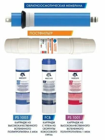 Комплект фильтроэлементов профи Осмо из 5-ти картриджей для моделей 100, 100 М, 100 Л, 100 Boost 1-3 и 4-5 ступени