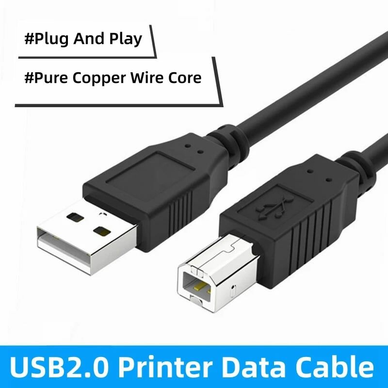 Кабель USB 2.0 для принтера, тип A (папа) - B (папа), удлинительный кабель из чистой меди для компьютера, USB-кабель для передачи данных принтера