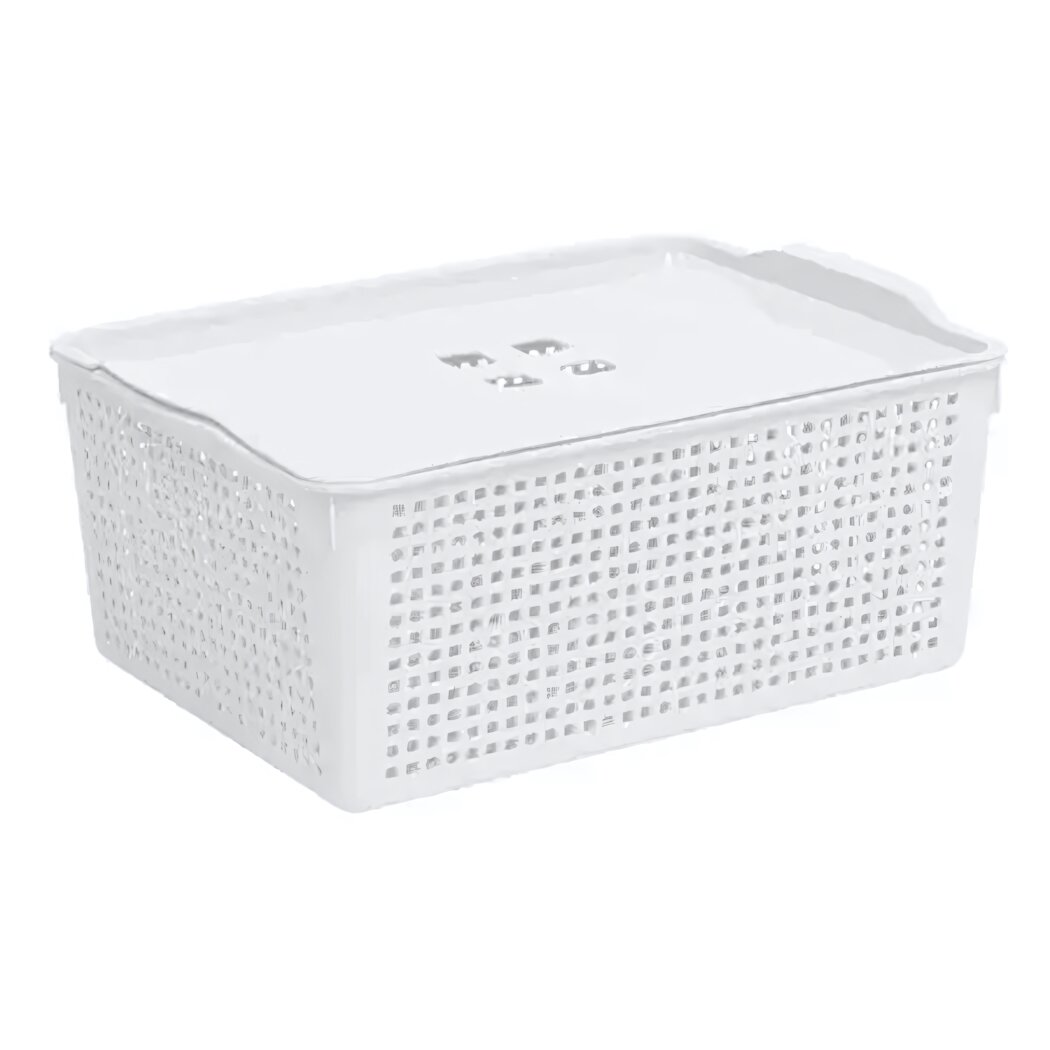 Корзина для хранения 'Лофт' 13л, белая, с крышкой и ручками, 395х168мм