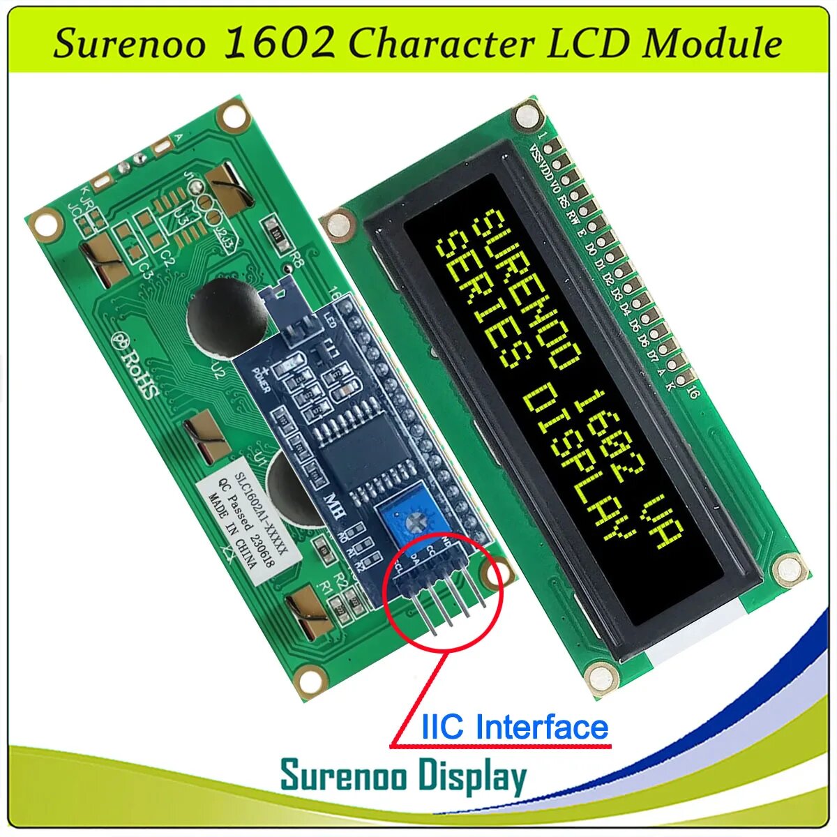 Surenoo 1602 ЖК-дисплей 16x2 IIC, 5V