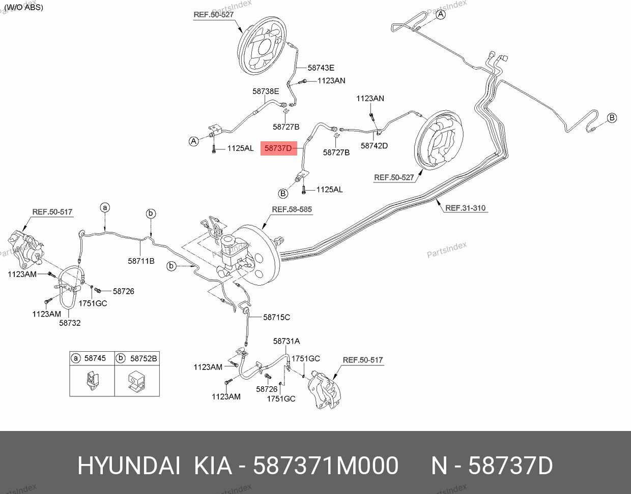 Шланг тормозной резиновый, HYUNDAI/KIA/MOBIS 587371M000