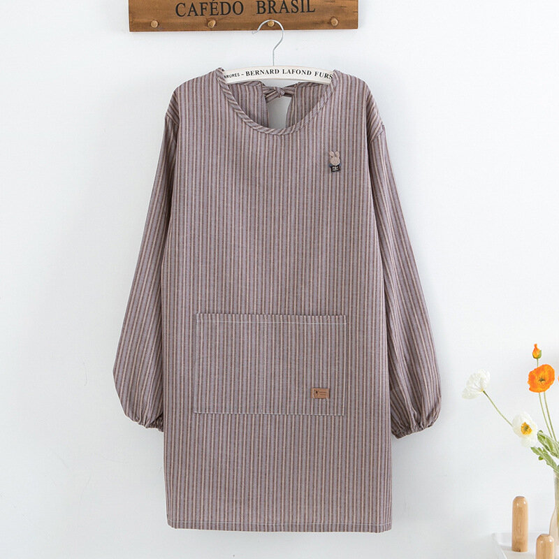 Фартук кухонный, полосатый, фиолетовый, с длинными рукавами, водонепроницаемый, противообрастающий