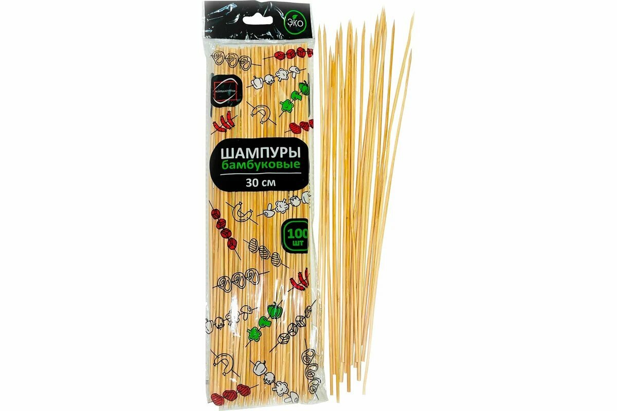 Офисмаг Бамбуковые шпажки-шампуры 30 см для шашлыка, 100 шт КП 117225 700662 упаковка