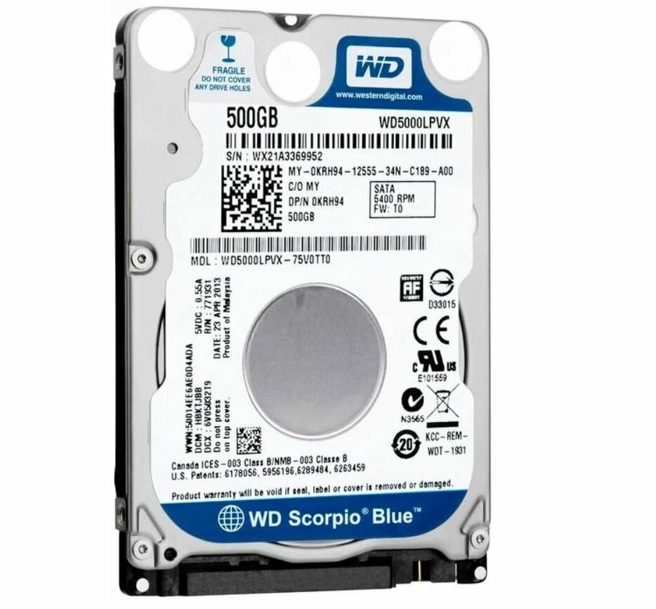 Жесткий диск Western Digital WD Blue Mobile 500 GB (WD5000LPVX)