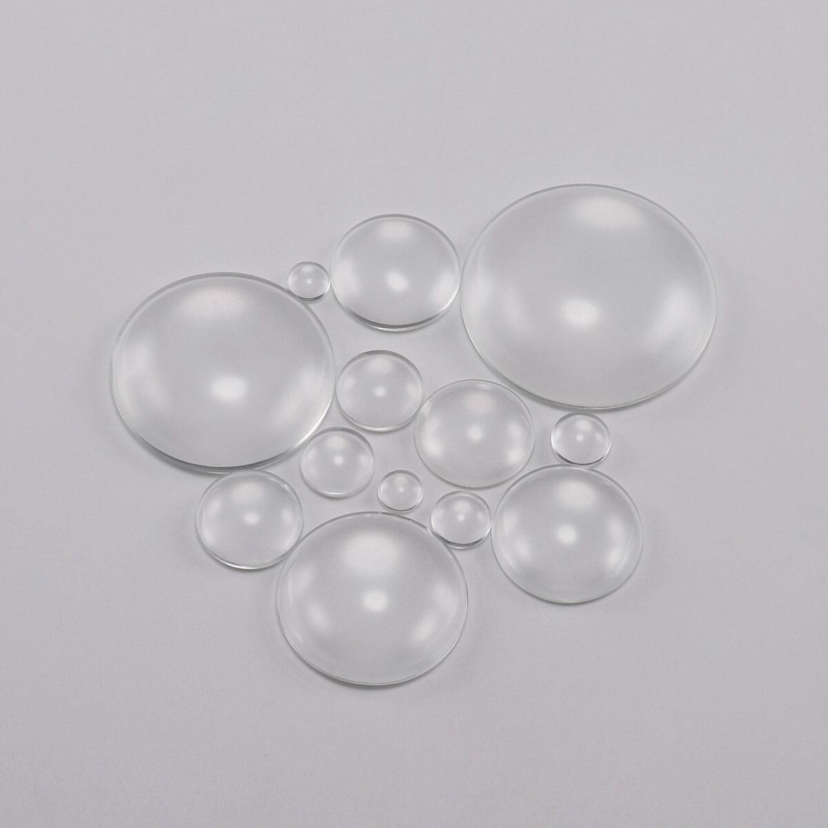 Кабошоны стеклянные 40 мм бесцветные, набор из 5 шт для бижутерии и рукоделия, плоские стекло-камни круглые прозрачные
