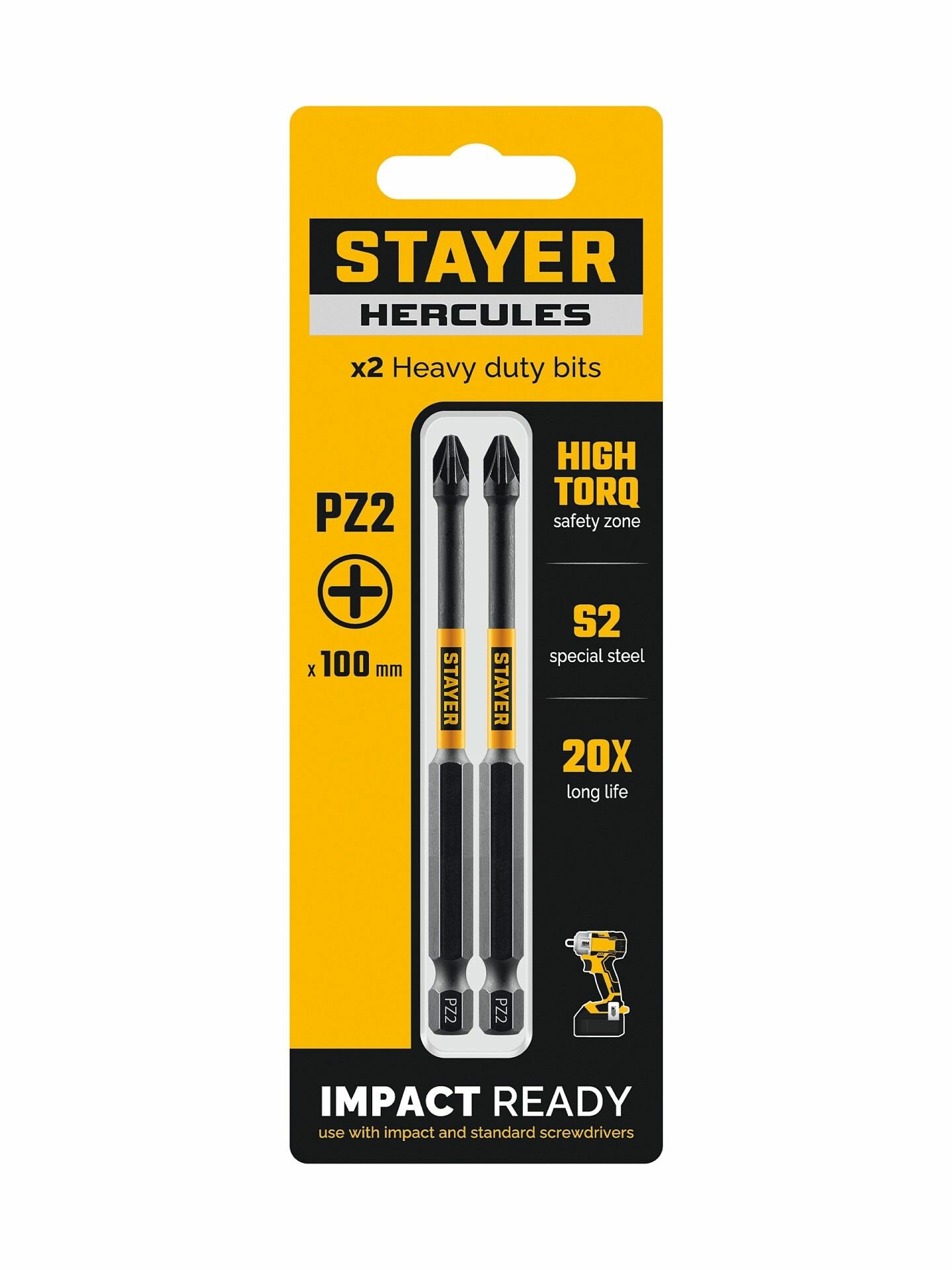Торсионные биты STAYER HERCULES PZ2, 100 мм, 5 штук, набор 26233-2-100-5 26233-2-100-2