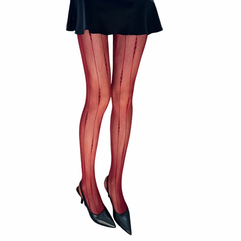 Кружевные колготки Тонкие Черные Чулки JK-Бордовый