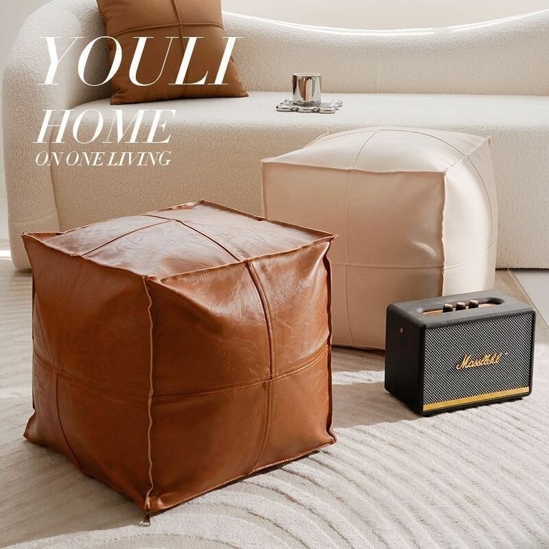 Пуф, Натуральная кожа, Винилискожа, 40х40х40 см