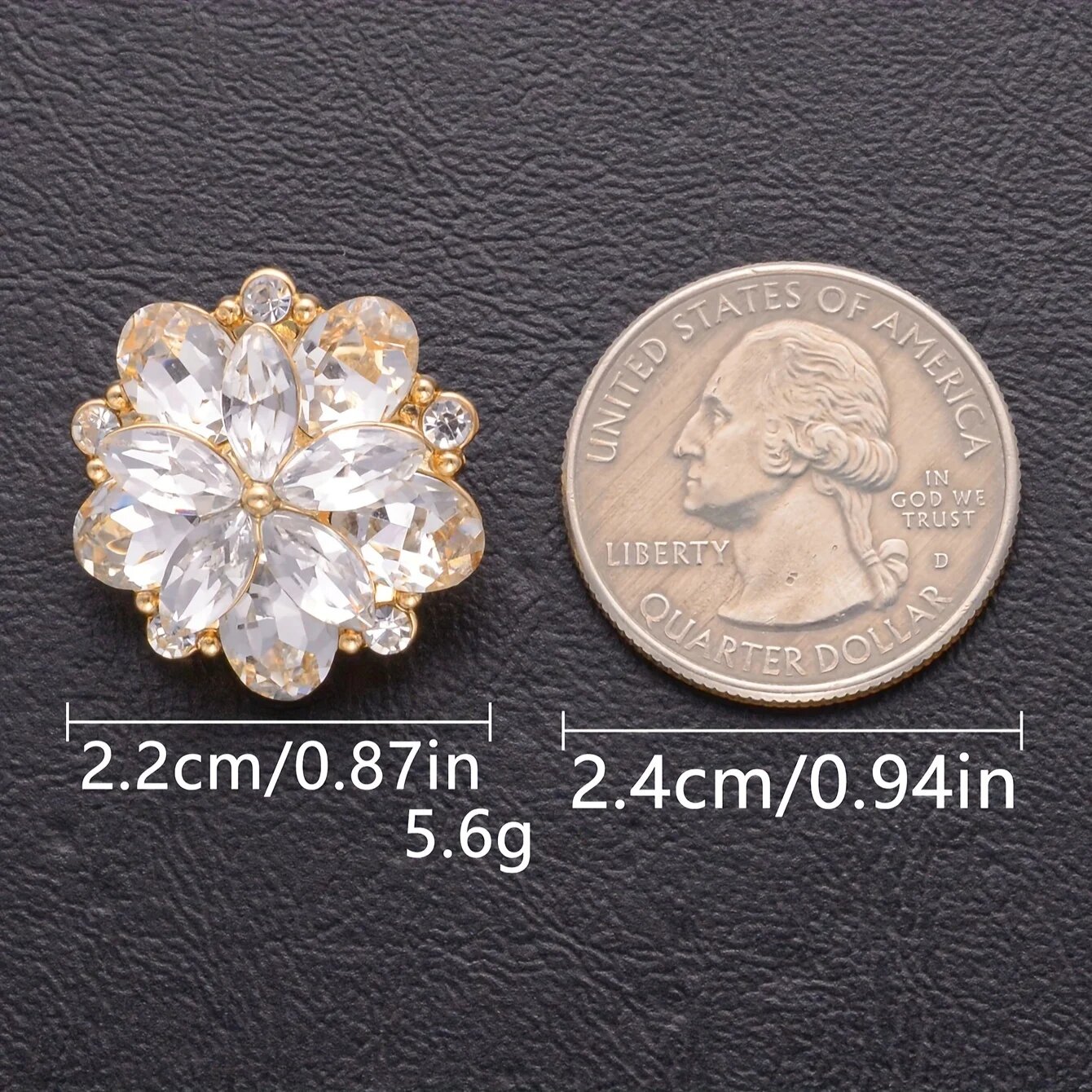 Золотые декоративные пуговицы 2.2x2.4 см