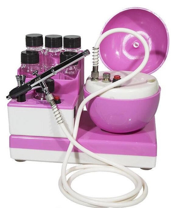 Набор для аэрографии (компрессор, аэрограф, шланг, смеситель, 6 баночек)