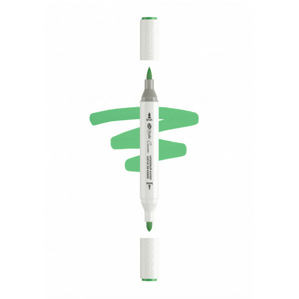 Маркер акриловый двусторонний "Сонет", перо кисть/пуля, зелёный