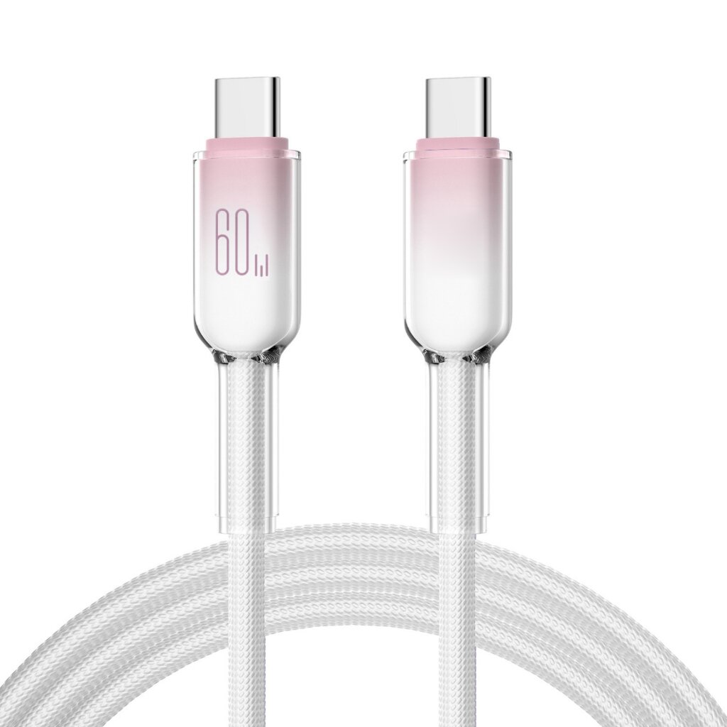 Быстрая зарядка мобильного телефона в корпусе из ледяного хрусталя TypeC to TypeC 60 Вт-2 м-розовый