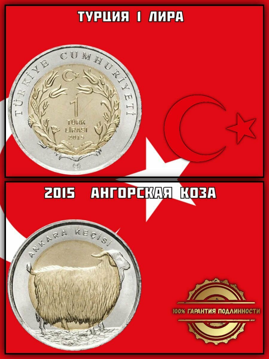 Турция 1 лира, 2015 Ангорская коза