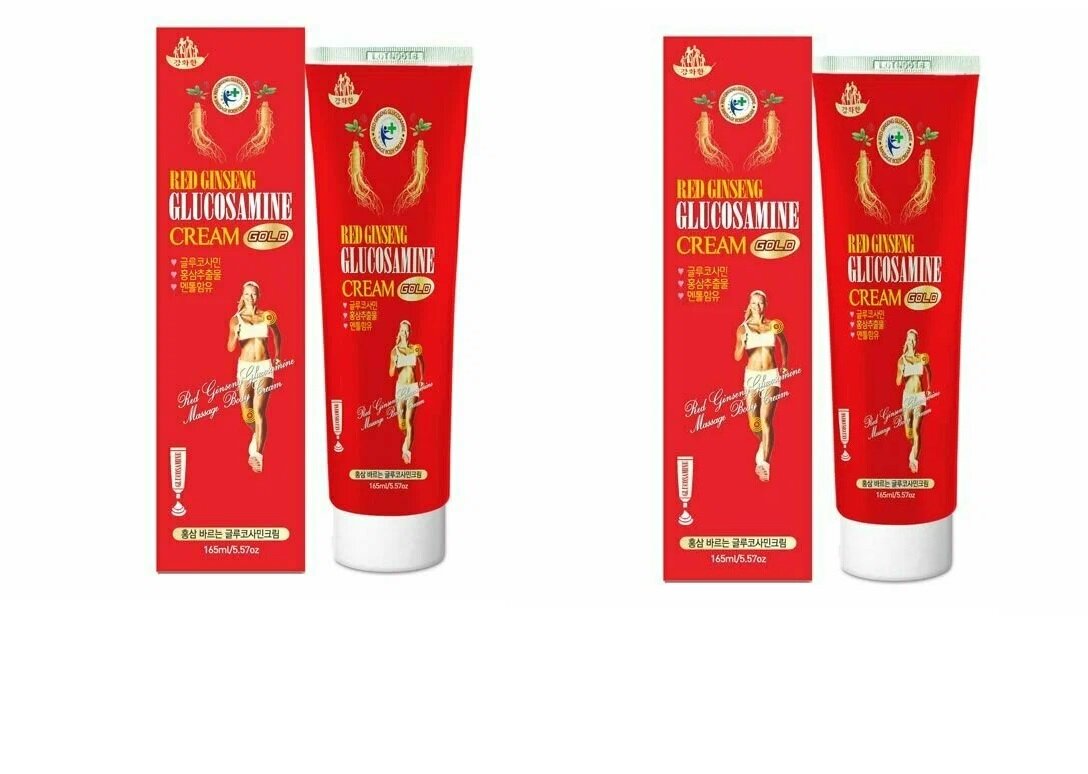 Крем Daejeon для тела Red Ginseng Glucosamine Cream Gold, массажный с красным женьшенем, 165 мл, 2 шт