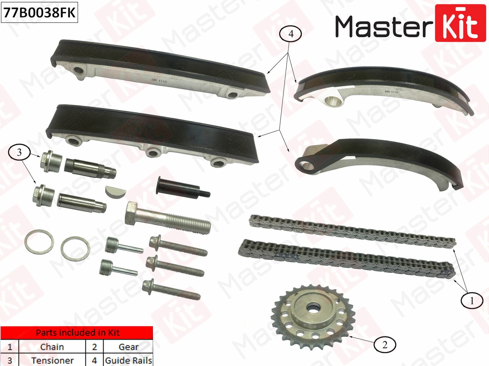 Комплект Цепи Грм Opel Vectra 2.0Di-2.2Dti Y22Dtr 96-05(Masterkit 77B0038Fk)