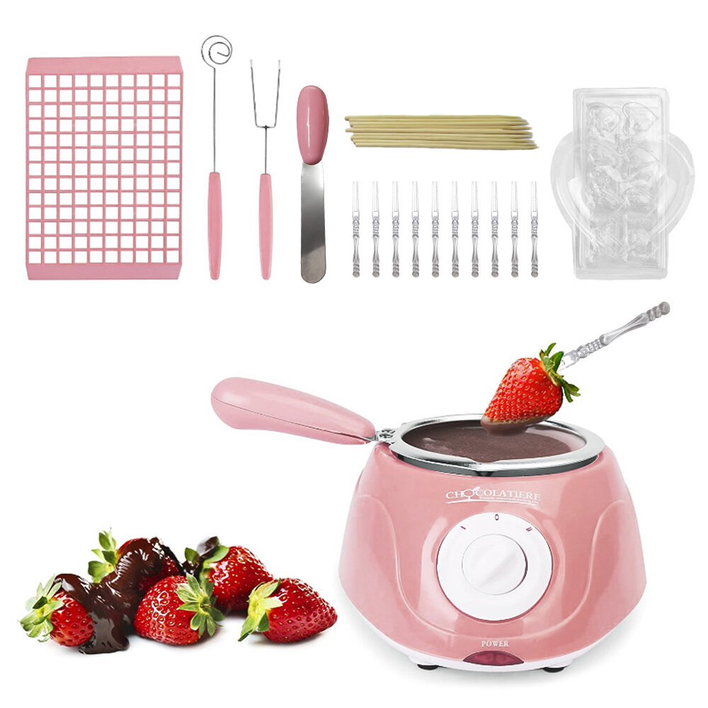 Горшок для плавления шоколада с лопаткой и формочками, набор для приготовления горячего шоколада с 10 деревянными палочками для конфет и выпечки