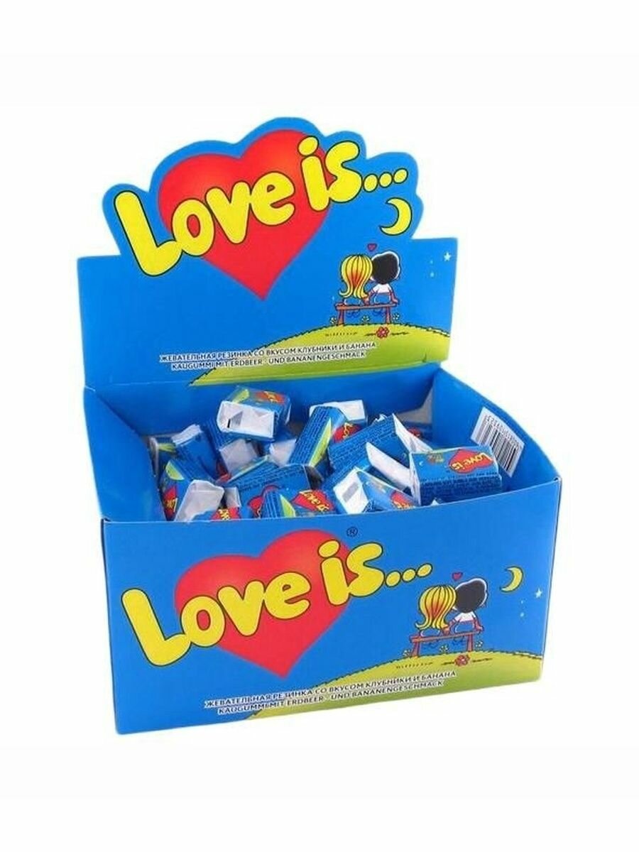 Жевательная резинка Love is "Клубника-Банан" синий 100*4,2 гр.