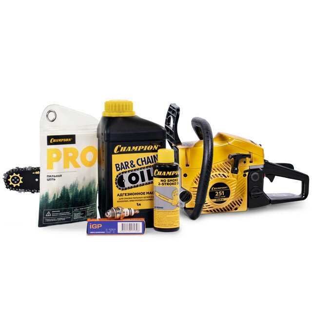 Бензопила CHAMPION 251 2300Вт шина 45см + подарок