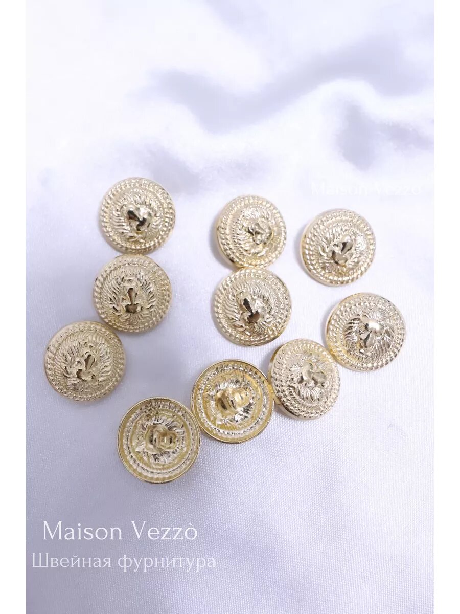 Пуговицы металлические львы 20 мм 10 шт