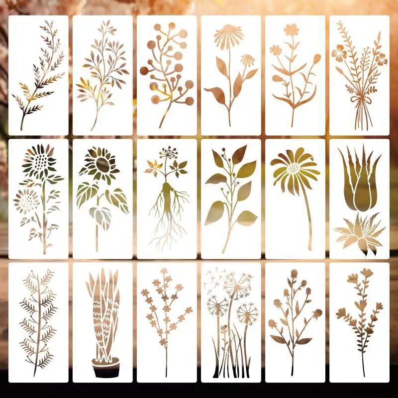 Трафареты для рисования цветов 24 шт. 18pcs B