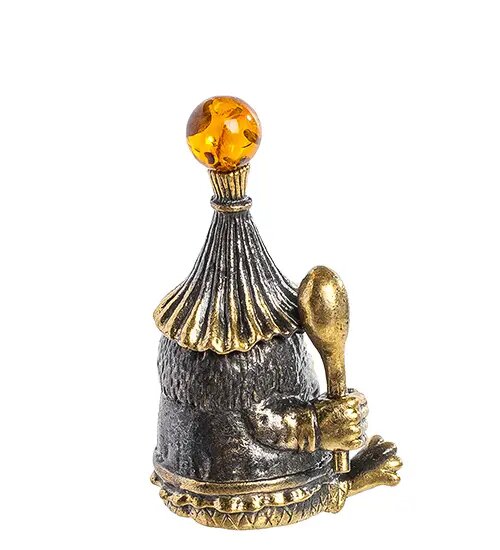 AM- 271 Фигурка "Домовой-колокольчик" (латунь, янтарь)