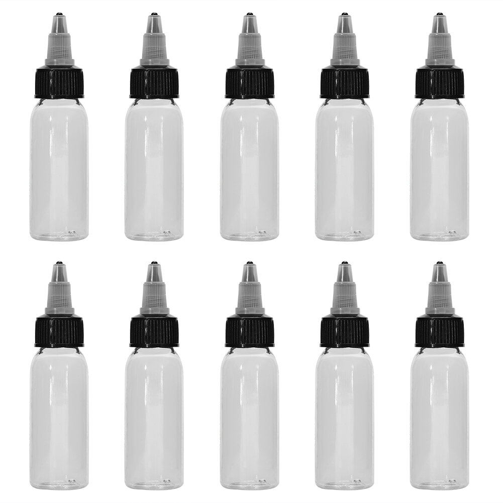 Бутылки с чернилами для татуировки, 30 мл, 10 пустых белых пластиковых капсул с чернилами с прозрачными закручивающимися крышками для татуировщиков и любителей