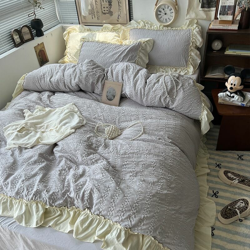 Корейская принцесса в милом стиле, набор из 4 предметов, 200*230см，серый