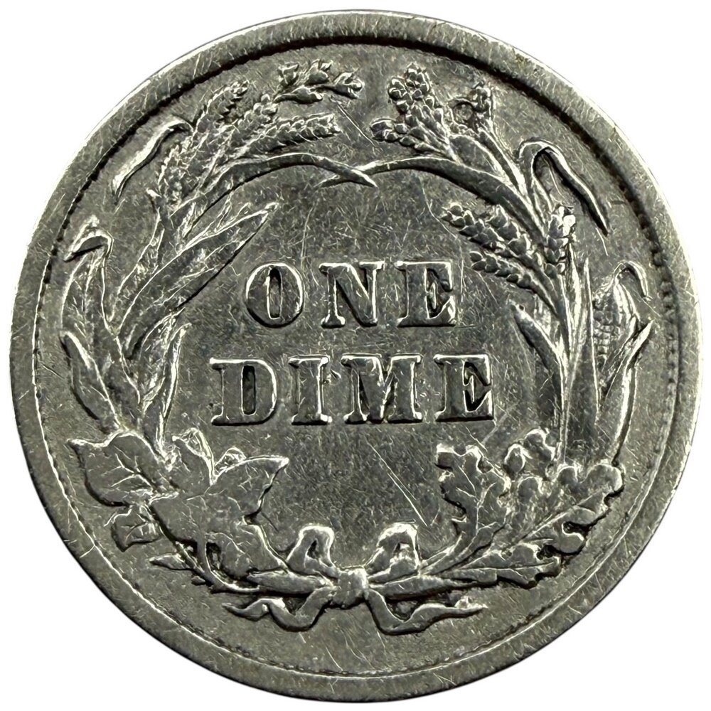 США 10 центов (1 дайм) 1898 г. (Dime, Барбер)