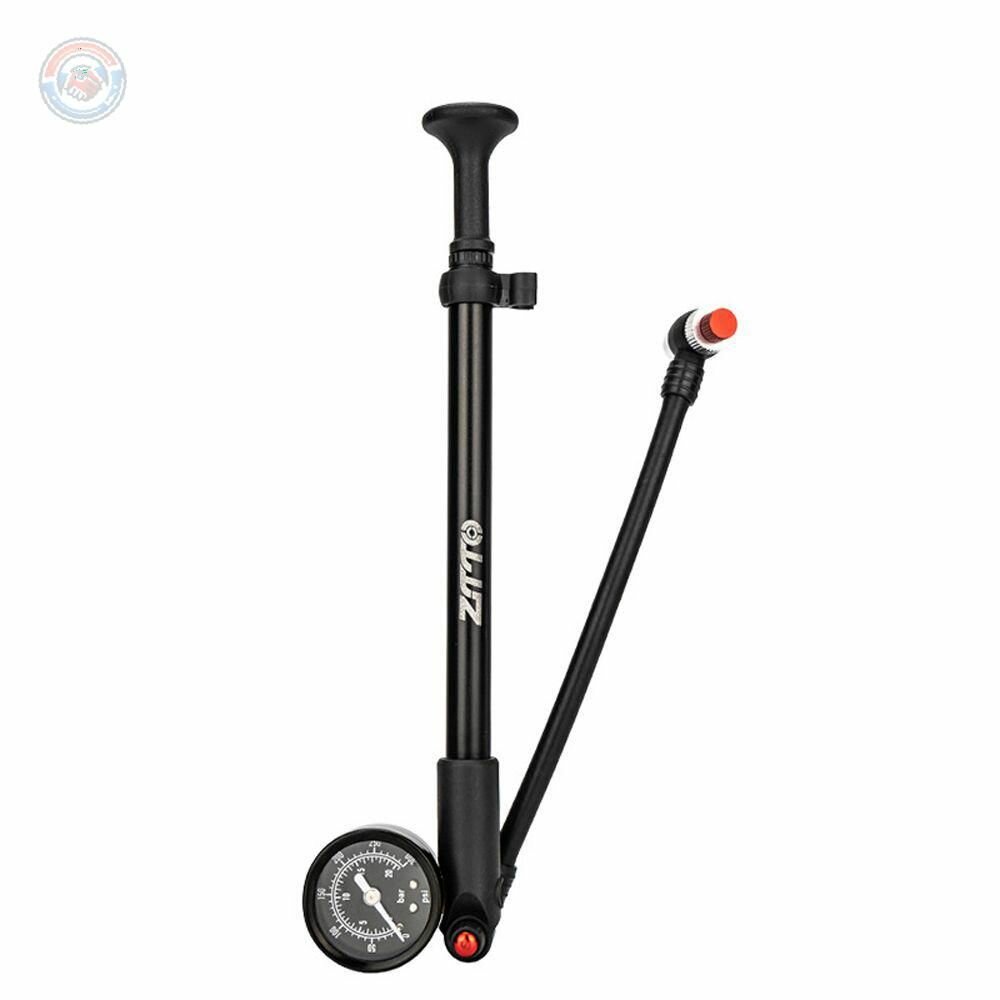 Насос для велосипеда высокого давления с манометром 300 PSI, алюминиевый, для вилки и подвески, компактный и надежный