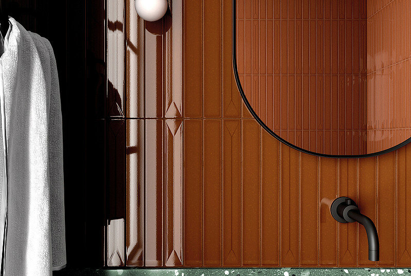 Керамическая плитка Equipe Vitral Axis Caramel Reactive 31164 настенная 5х40 см коричневый