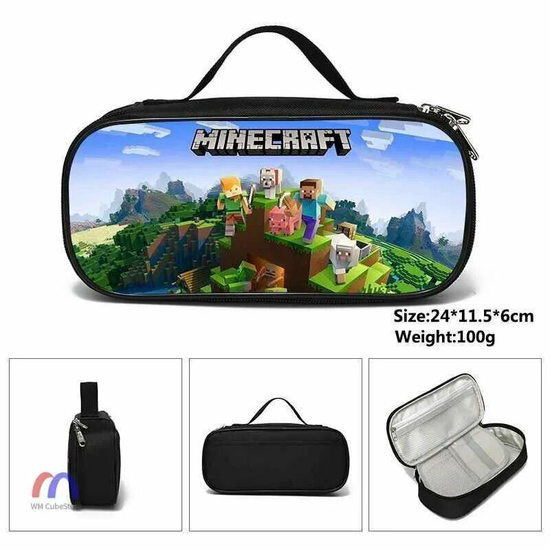 Пенал майнкрафт для мальчика школьный 2 отделения Minecraft с ручкой SJBD2308102 04