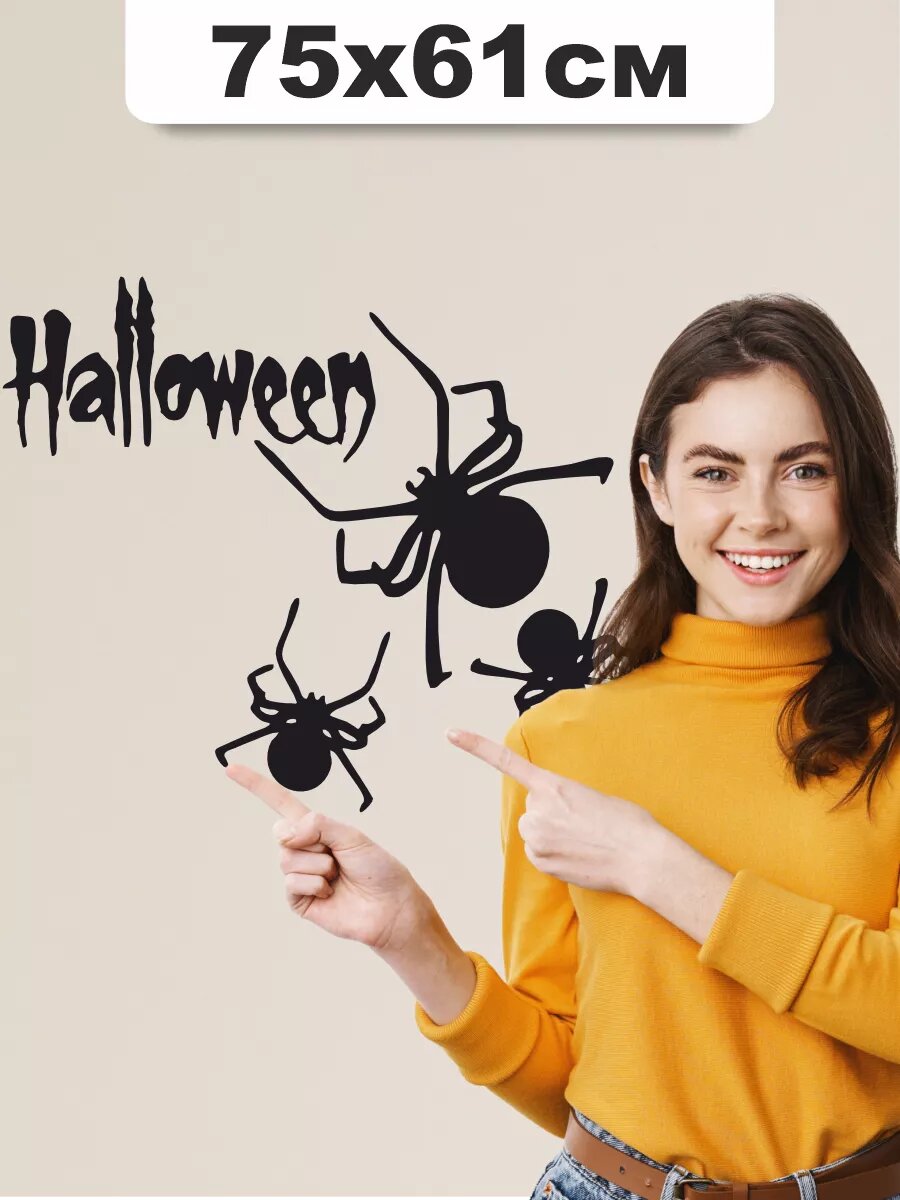 Наклейка на стену для декора интерьерная Halloween Пауки