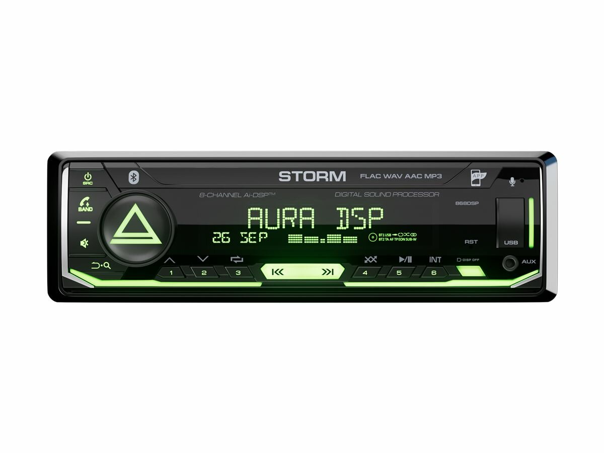 Автомагнитола AurA STORM-868DSP с Bluetooth, USB, AUX, 1DIN, 4х51 Вт
