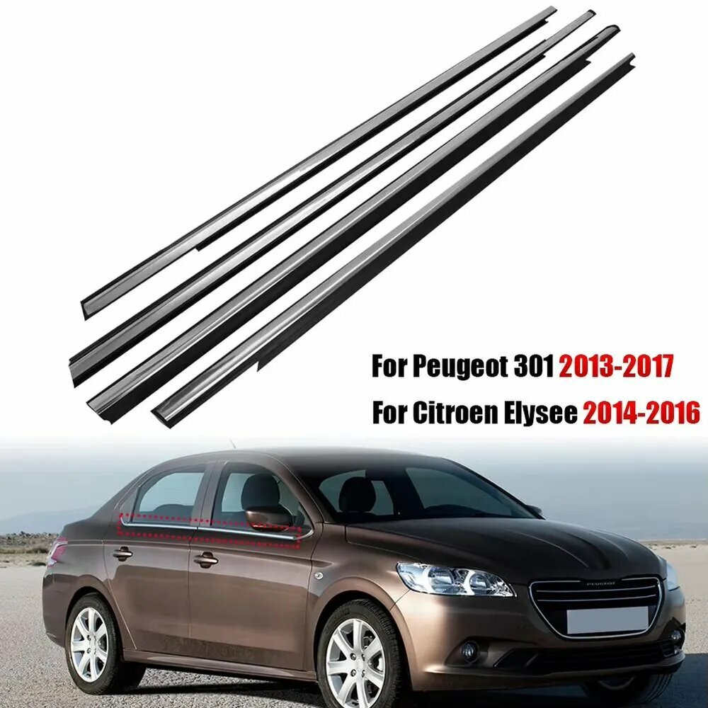 KNOW EASY-Уплотнитель стекла автомобиля для Peugeot 301 2013-2017 Citroen Elysee 2014-2016