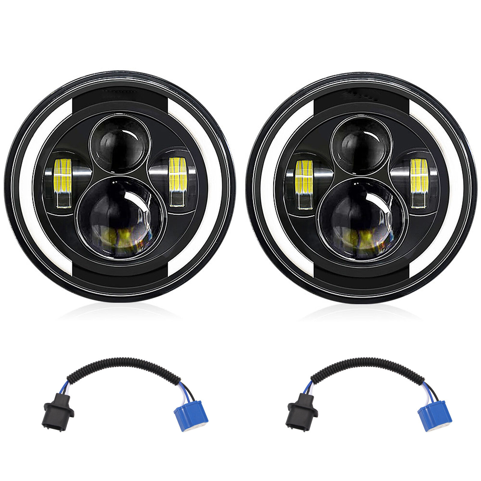 2Pcs 7 inch Автомобильный Мотоциклетный LED Фар со Светом Низкий/Высокий П луч/Дневной Свет/Поворотный Сигнал 7' Круглая Фара 6000K 100W Для Jeep Wrangler JK JKU TJ LJ CJ Hummer H1 H2 Chevy Ford Miata