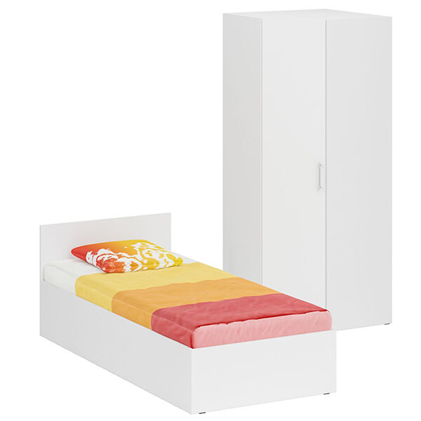 Кровать 0900 + Шкаф угловой Стандарт, цвет белый