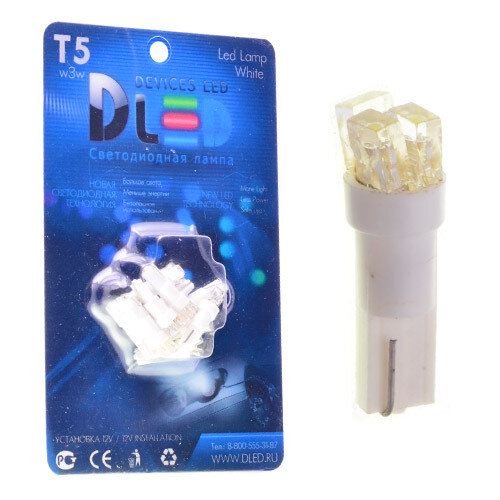 Светодиодная автомобильная лампа T5 - 3 Dip Led (Зеленая) (10 ламп.) используются для подсветки приборной панели автомобиля.