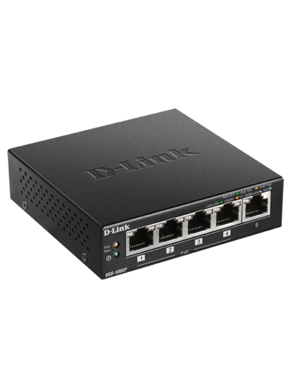 Коммутатор неуправляемый D-link DGS-1005P/B3A 5x1000Base-T (4 порта с поддержкой PoE) PoE-бюджет 60 Вт